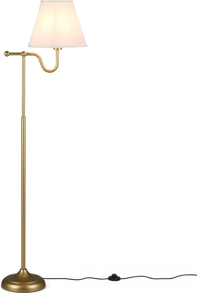 Costway Stojací lampa 158 cm s látkovým stínidlem a kovovým rámem Stojací lampa