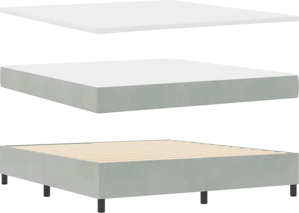 Postel s boxspringem s čelo Světle šedá 200 x 180 cm samet 3344528