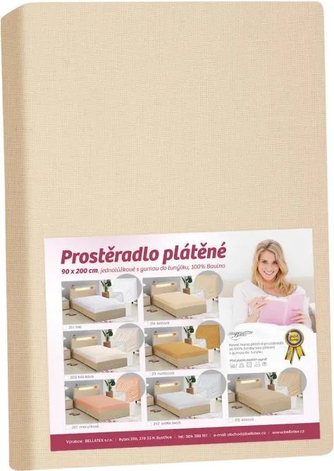 Bellatex Prostěradlo plátěné Béžová 90x200 cm