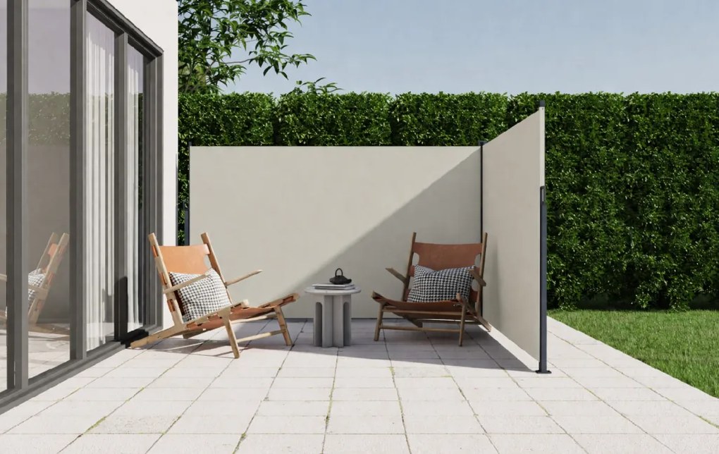 Dvojitá zatahovací markýza/boční zástěna BestBerg BBSU-2S300BG / 180 x 600 cm / béžová