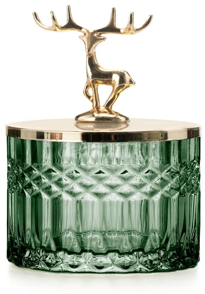 AmeliaHome Šperkovnice Deer lahvově zelená, velikost 9x9x12,5cm