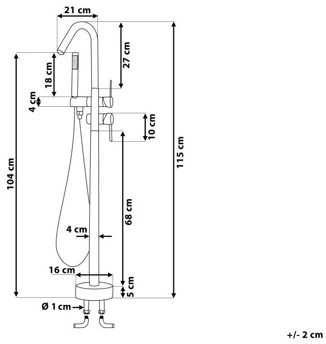 Volně stojící měděná koupelnová baterie VICTORIA Beliani