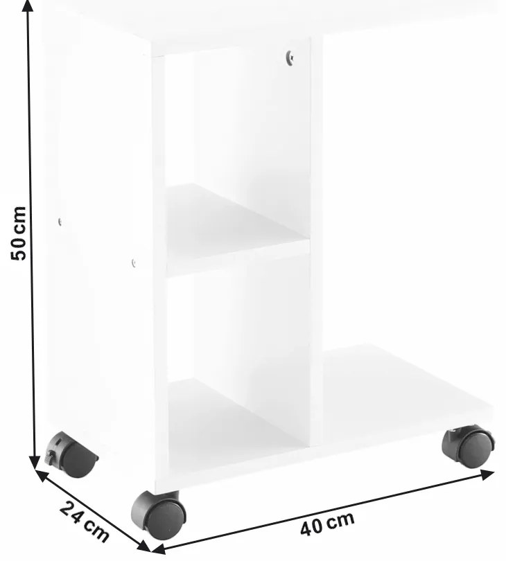 Kondela Příruční stolek, bílá, ABBAS NEW