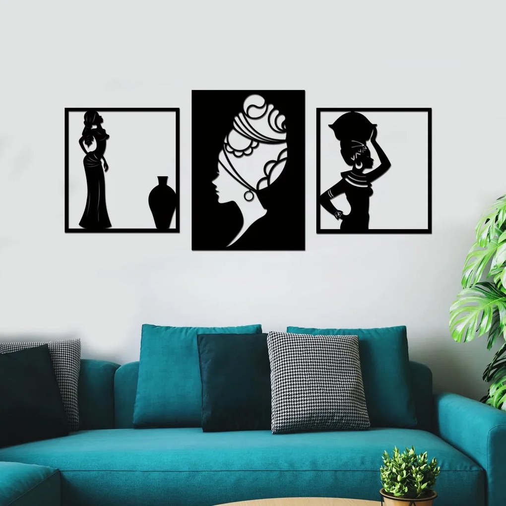 dřevo života Dřevěná dekorace na zeď AFRO Zvolte barvu dekoru: Černá, Rozměry šxv (cm): 180x84
