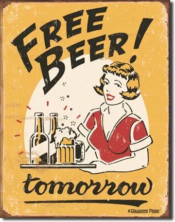 Plechová cedule Moore - Free Beer, 32 x 41 cm