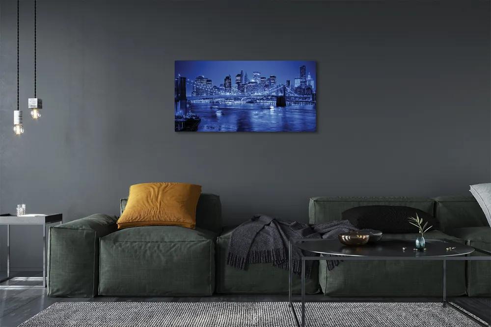 Obrazy na plátně Panorama most mrakodrapy river 100x50 cm