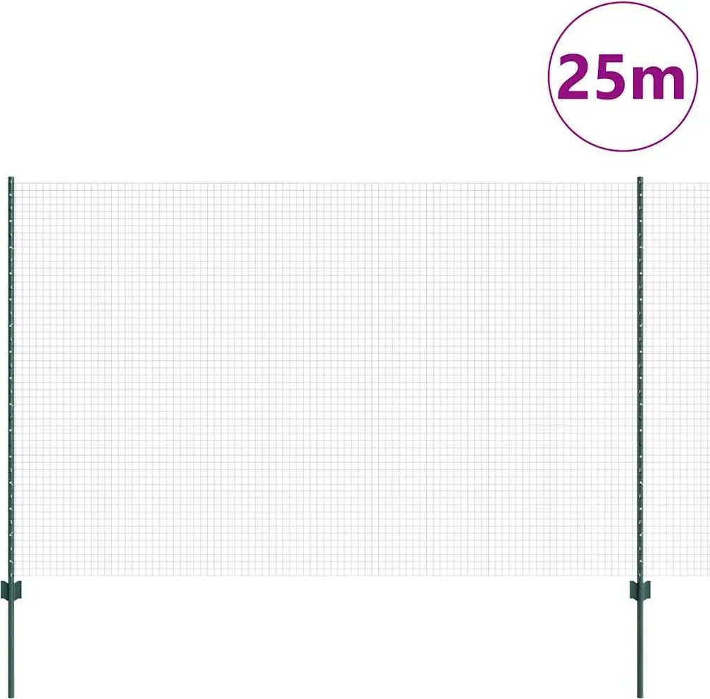 Svařovaná drátěná plotovina s tyčkami 25 x 1,5 m Zelená 3336494