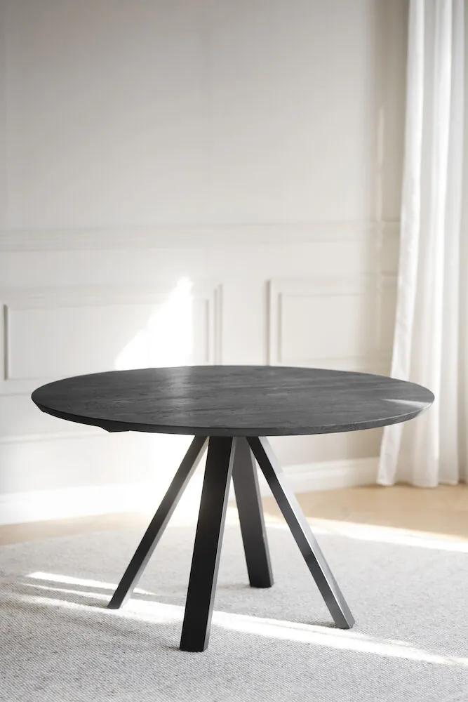 Rowico Černý dubový stůl Carradale 130 cm s černými nohami V