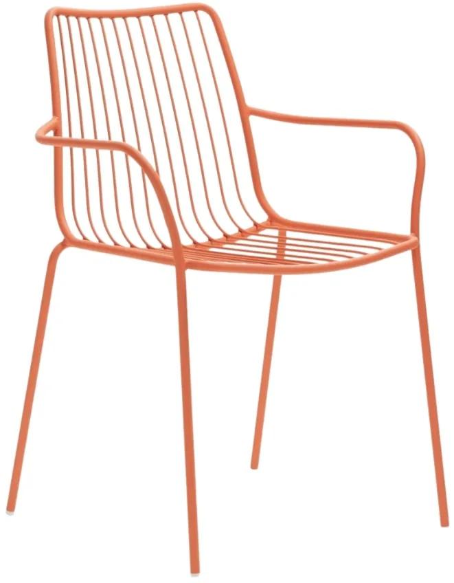 OnaDnes -20% Pedrali Oranžová kovová zahradní židle Nolita 3656 s područkami
