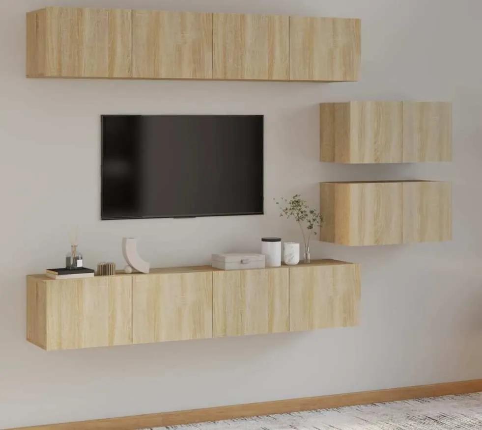 vidaXL 6dílný set TV skříněk kompozitní dřevo [3114605] Barva: bílá s vysokým leskem