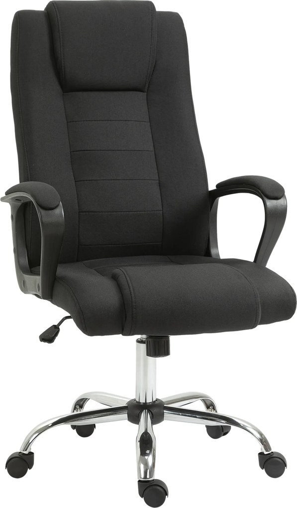 Výškově nastavitelná kancelářská židle Vinsetto, ergonomická kancelářská židle, počítačová židle s houpací funkcí, černá, 62 x 62 x 110-119 cm | Aosom