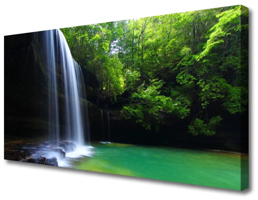 Obraz na plátně Vodopád Příroda Les Jezero 140x70 cm