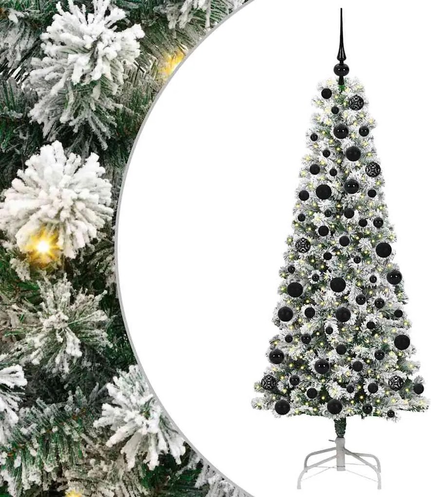 Umělý Skládací Vánoční Strom 300 LED Zelená a bílá 180 cm 3395596