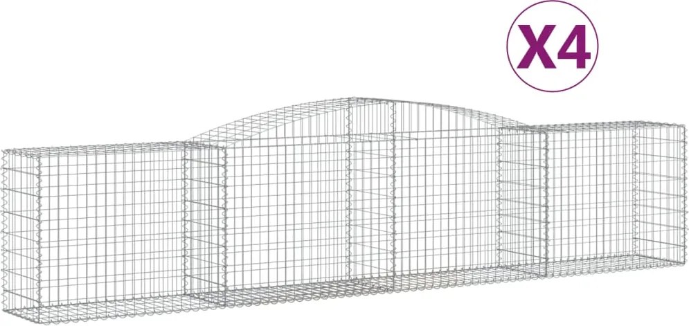 Klenuté gabionové koše 4 ks 400x50x80/100 cm pozinkované železo 3146985