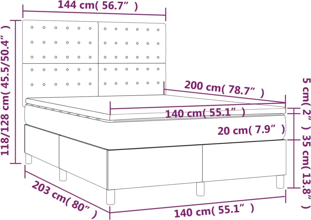 Box spring postel s matrací cappuccino 140x200 cm umělá kůže 3142850