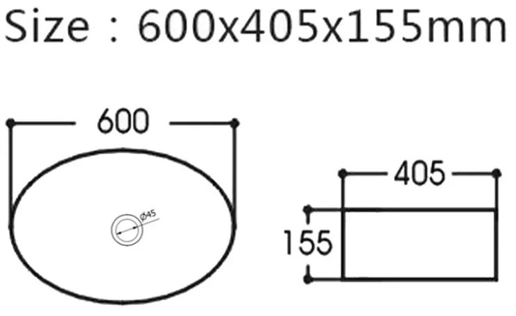BPS-koupelny Keramické umyvadlo na desku HYD-CI-BL-MOD2-600 60x40,5 cm, černé/zlato-stříbrný dekor