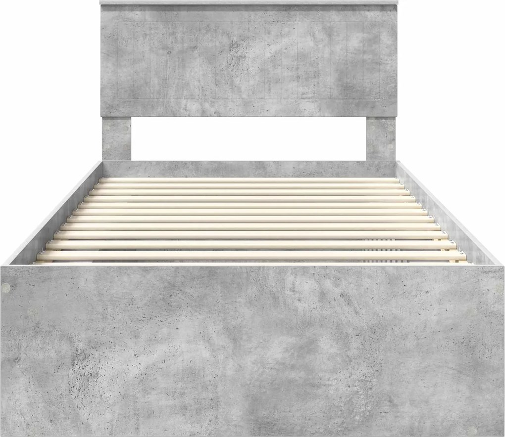 Rám postele Betonově šedá 100 x 200 cm Masivní borové dřevo 3410639