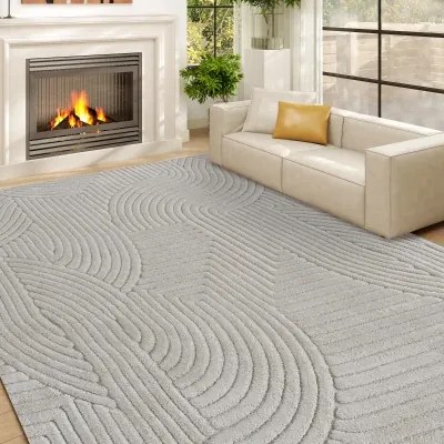 HOMCOM koberec do obývacího pokoje 160x120 cm, krátký vlas, moderní design, neklouzavý spodek, strojově tkaný, šedý