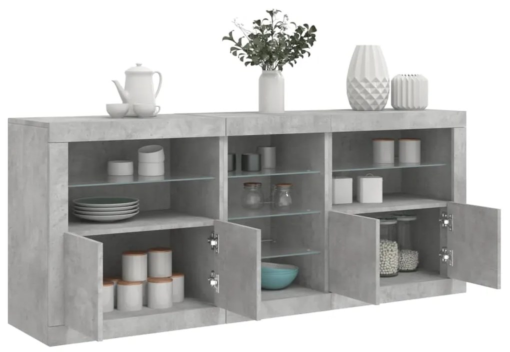 Příborník s LED osvětlením betonově šedý 162 x 37 x 67 cm 3209033