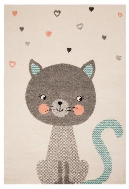 Dětský koberec - Šedá kočka s modrým ocáskem