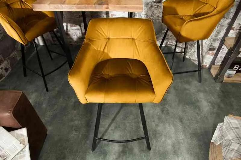 invicta interior Barová židle Loft samet žlutá 40308