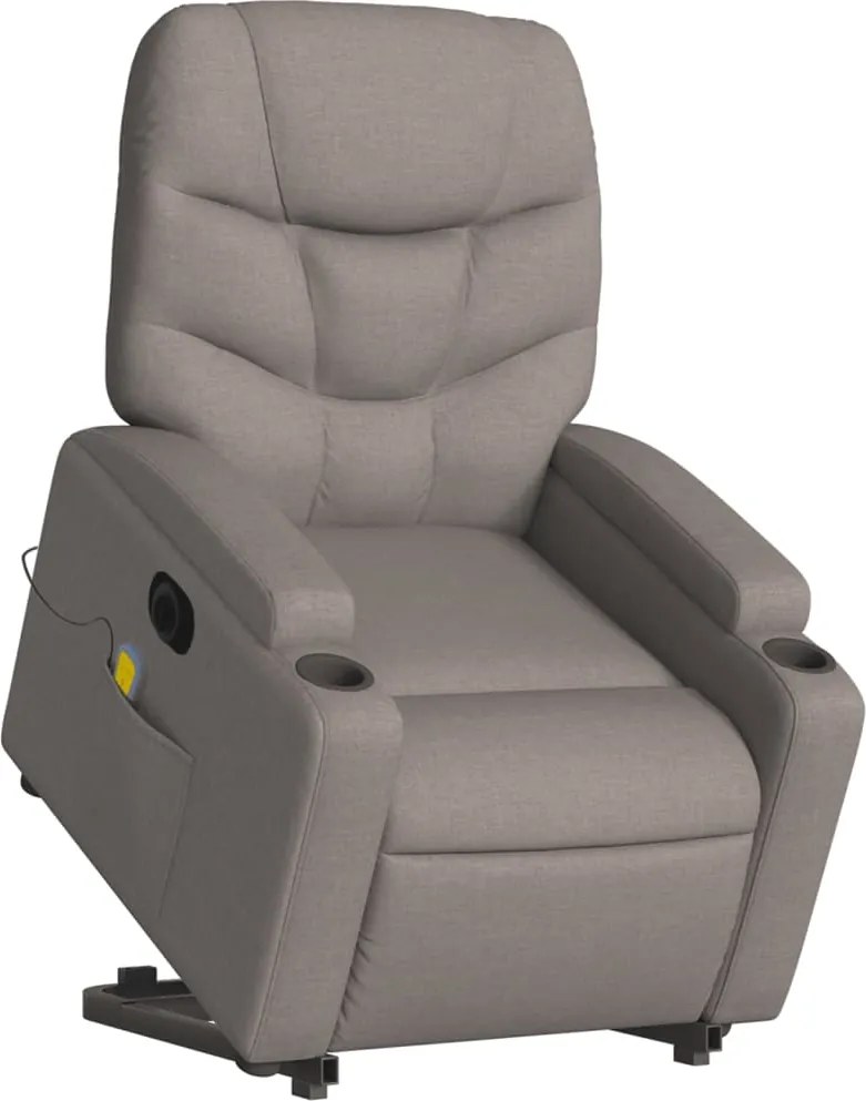 Elektrické zvedací masážní polohovací křeslo taupe textil 3204640