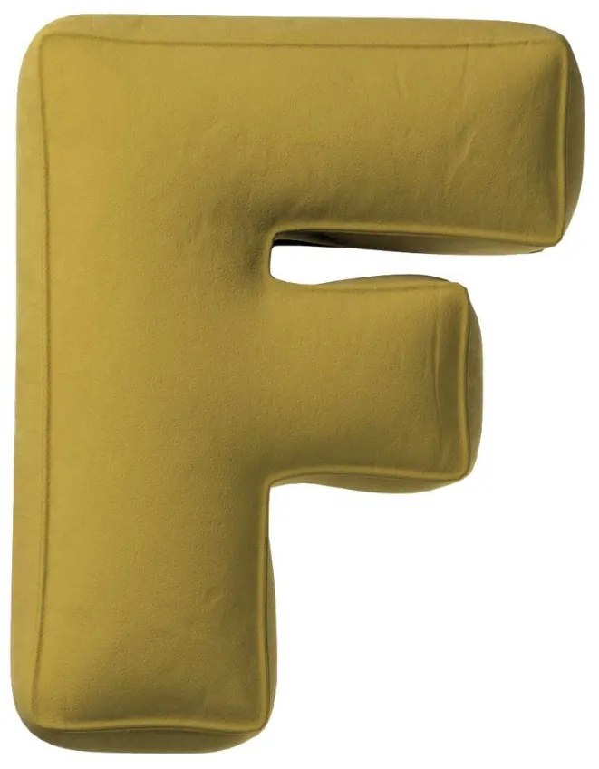 OnaDnes -20% Yellow Tipi Olivově zelený sametový polštář písmeno F 40 cm