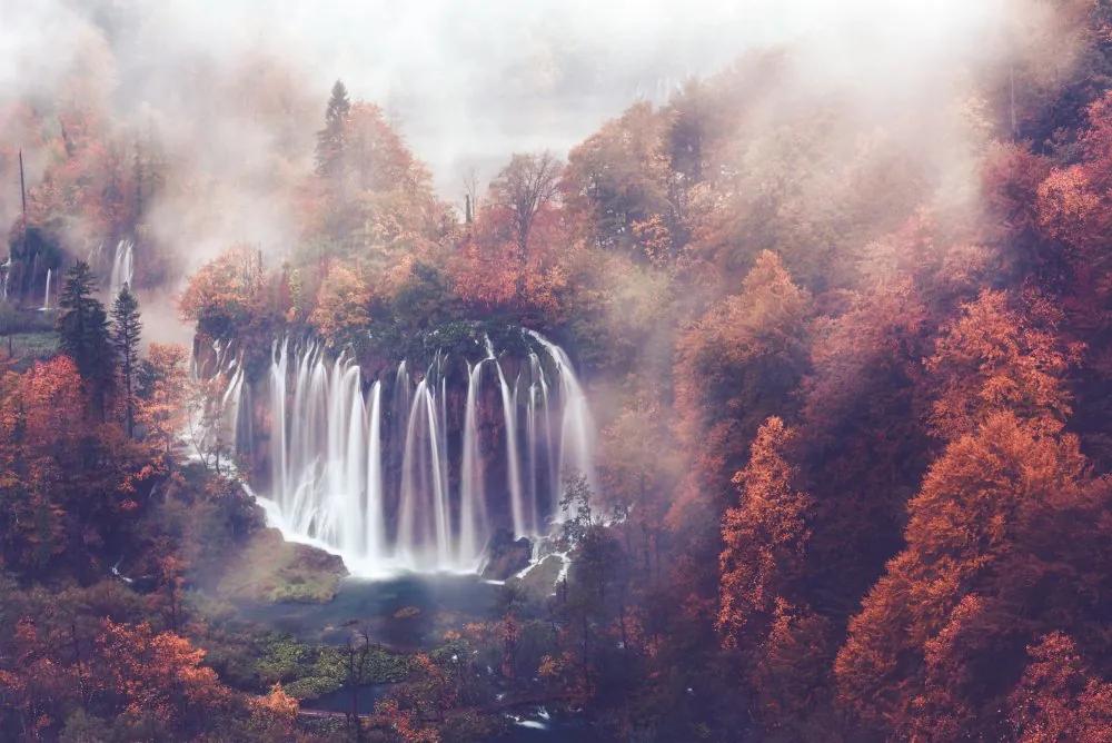 Fototapeta Podzimní Vodopád Samolepící tapety 135x90