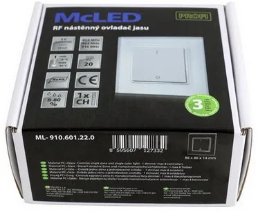 RF nástěnný ovladač McLED řízení jasu 1 kanál ML-910.601.22.0