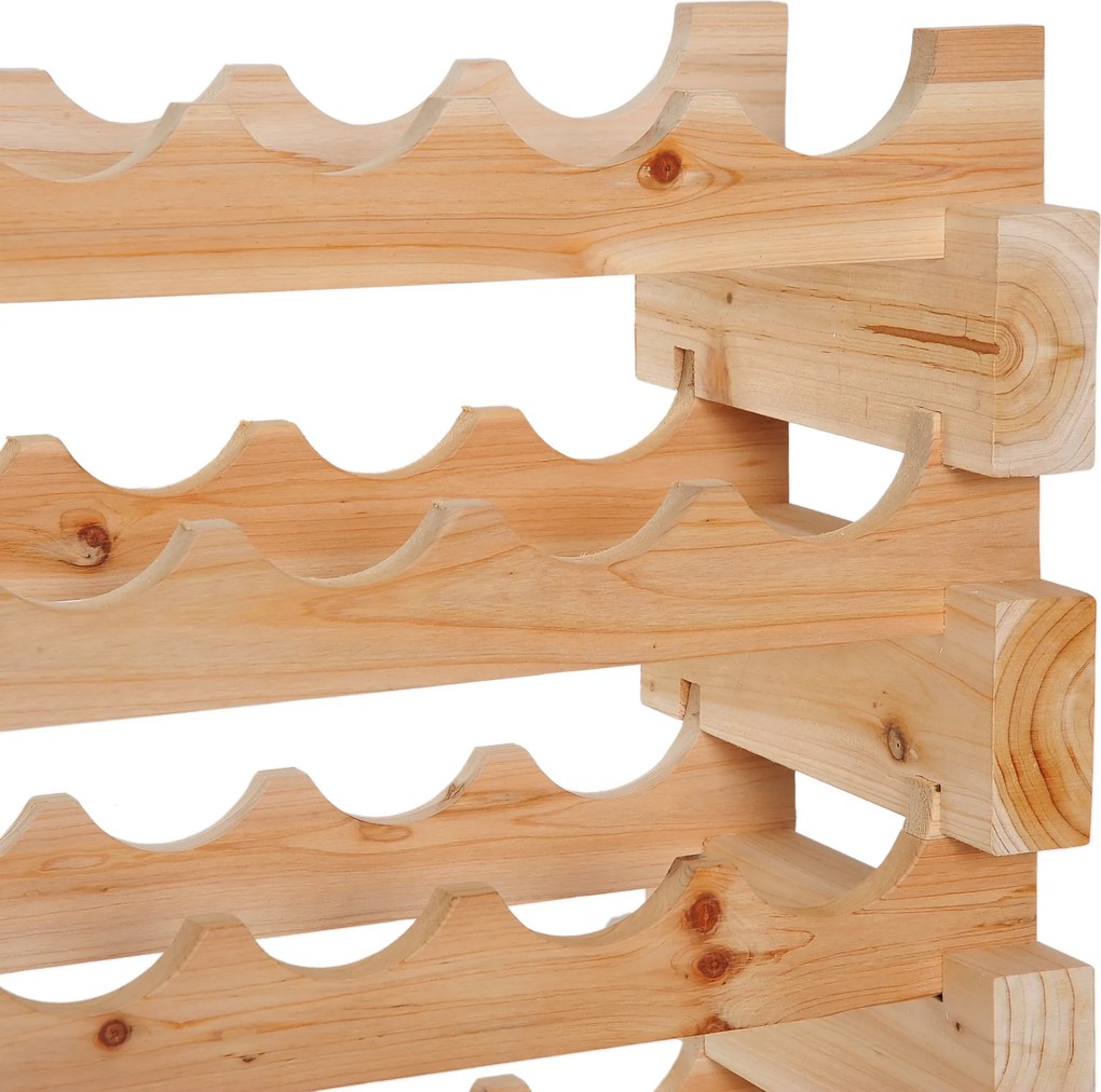 HOMCOM 72-lahev vinotéka, 6-patrová vertikální vinotéka s nosností 100 kg pro kuchyni, jídelnu a bar, 114x28x85 cm, přírodní dřevo