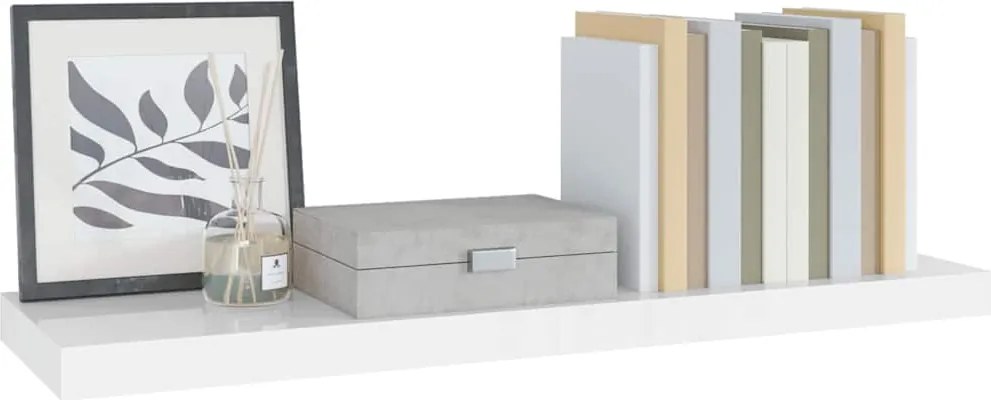 Plovoucí nástěnná police bílá vysoký lesk 80x23,5x3,8 cm MDF 323751