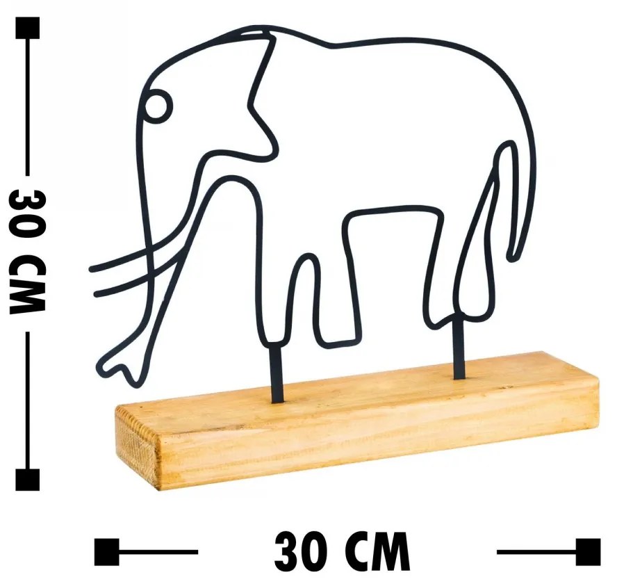 Kovová dekorace Elephant 30 cm černá