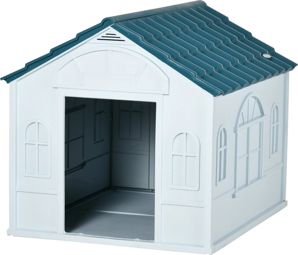 PawHut Střední a Velký Psí Kotec max 30kg z Voděodolného PP, Snadná Montáž, 84.2x98.2x82cm, Modrý
