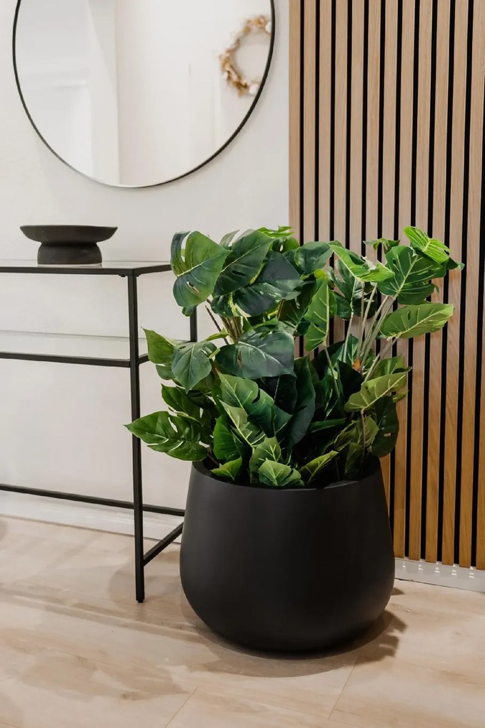 Umělá rostlina v květináči MONSTERA, plast, výška 85 cm, zelená