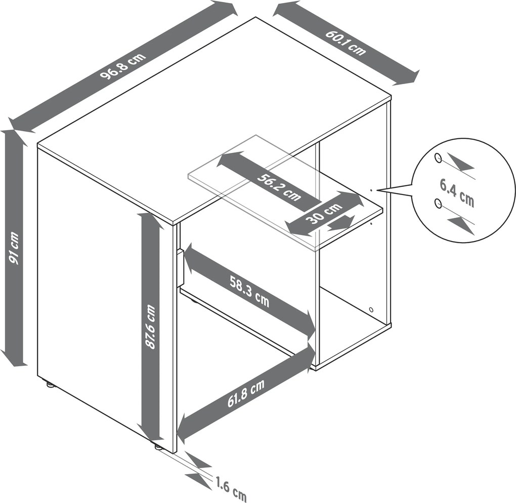 Tchibo - Regál na pračku s bočním úložným prostorem - barva: bílá