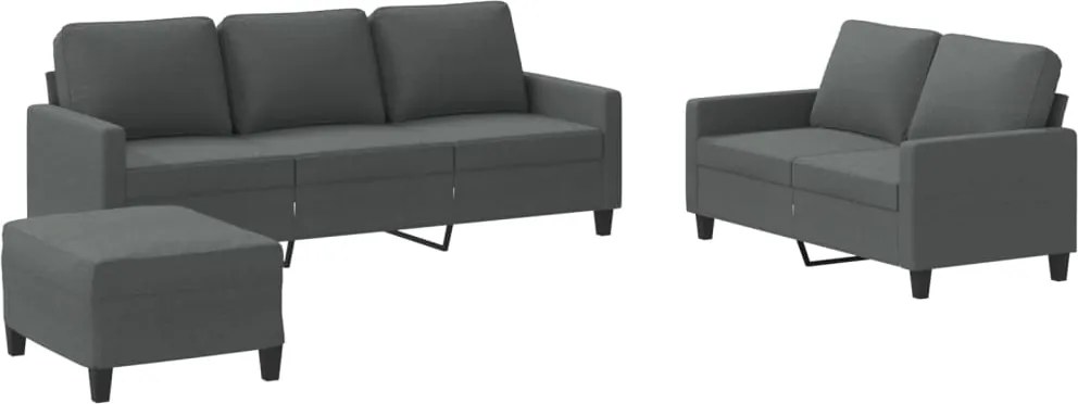 3dílná sedací souprava s poduškami tmavě šedá textil 3201469