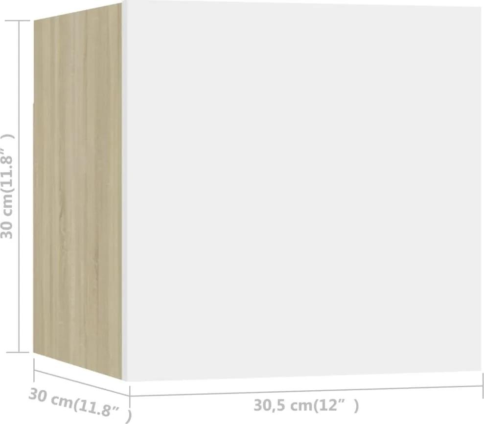 vidaXL Nástěnné TV skříňky 4 ks 30,5 x 30 x 30 cm [804498] Barva: bílá a dub sonoma