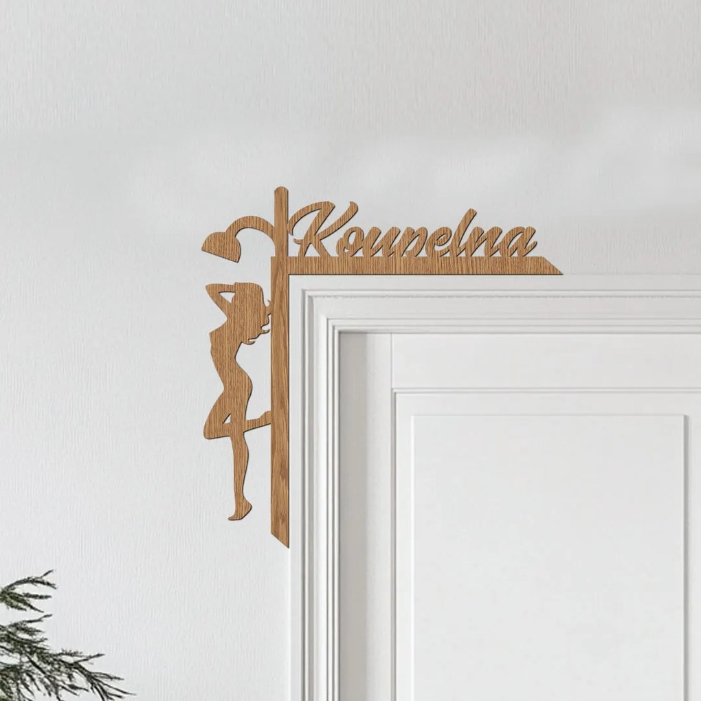 dřevo života Dřevěná cedulka do rohu dveří Koupelna Rozměry (cm): 30x27, Zvolte barvu dekoru: Horský dub
