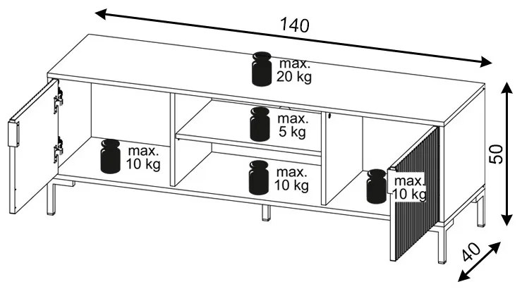 TV stolek Flinn 140 cm černý