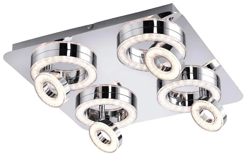 PAUL NEUHAUS LED stropní svítidlo, chrom, 4-ramenné, design 3000K LD 14522-17