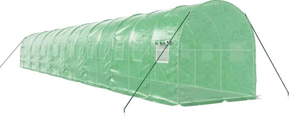 vidaXL Skleník s ocelovým rámem 32 m² 16 x 2 x 2 m [3188023] Barva: Zelená