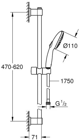 Grohe Vitalio Start Sprchový set Eco 2jet s tyčí 65 cm, černá mat 279482431