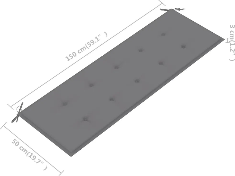 vidaXL Marketos 3místná zahradní lavice s poduškou 150 cm masivní eukalyptus