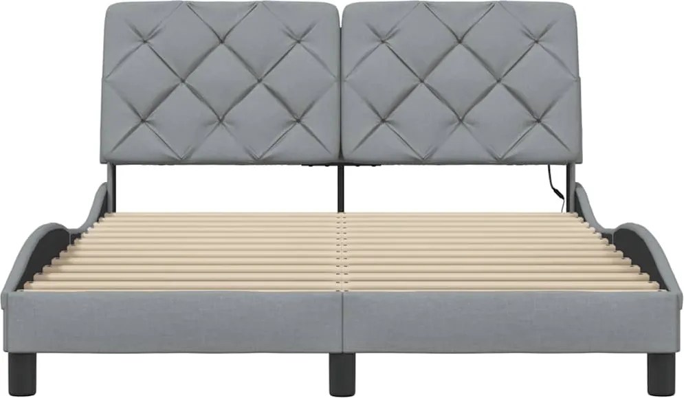 Rám postele s LED bez matrace Světle šedá 120x200 cm Látka 3310657