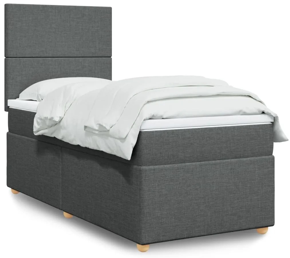 Box spring postel s matrací tmavě šedá 100 x 200 cm textil 3293485