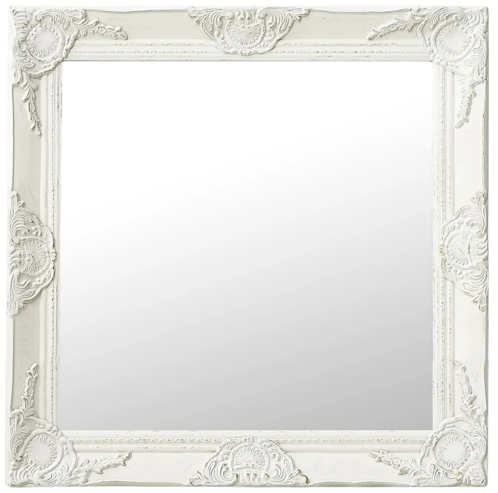 Nástěnné zrcadlo barokní styl 60 x 60 cm bílé 320332