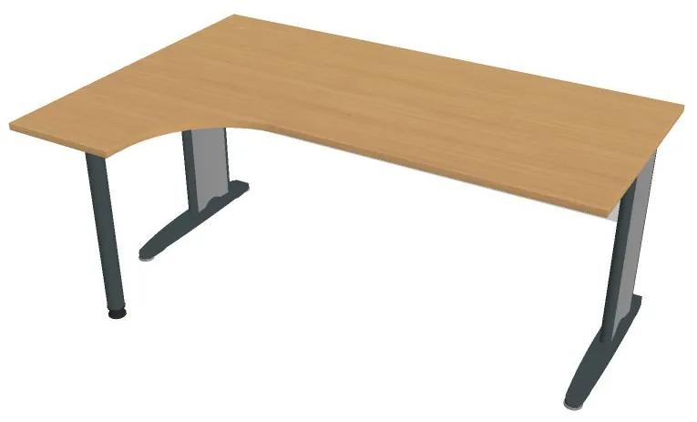 Stůl ergo oblouk pravý 180×120/80 cm - Hobis Cross CE 1800 P Dekor stolové desky: buk, Dekor lamino podnože: bílá, Barva nohou: černá