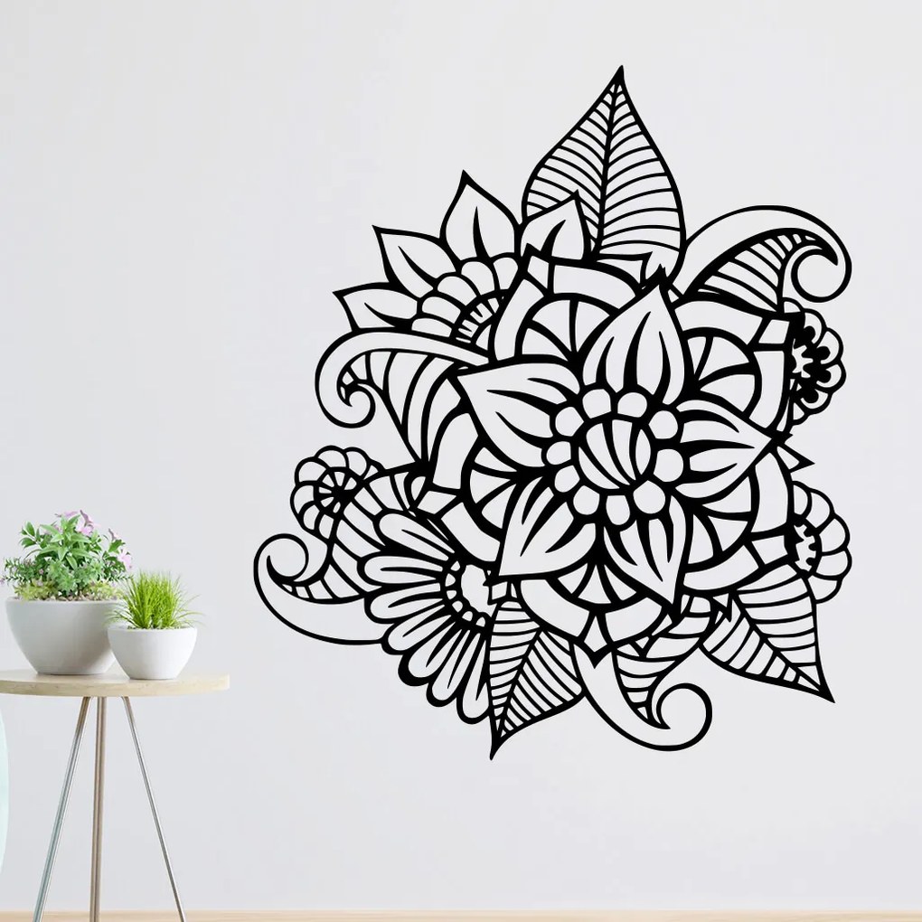 Živá Zeď Samolepka na zeď Květinový ornament Barva: černá