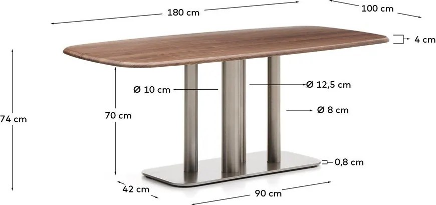 Jídelní stůl v dekoru ořechu 100x180 cm Melvar – Kave Home