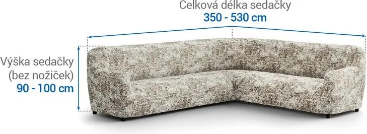 Bielastické potahy MARMO béžové rohová sedačka (š. 350 - 530 cm)